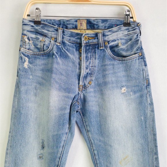 PRPS | Jeans | Prps Barracuda 5y Straight Leg Distressed Selvedge Jeans In Light Blue Size 3 ...